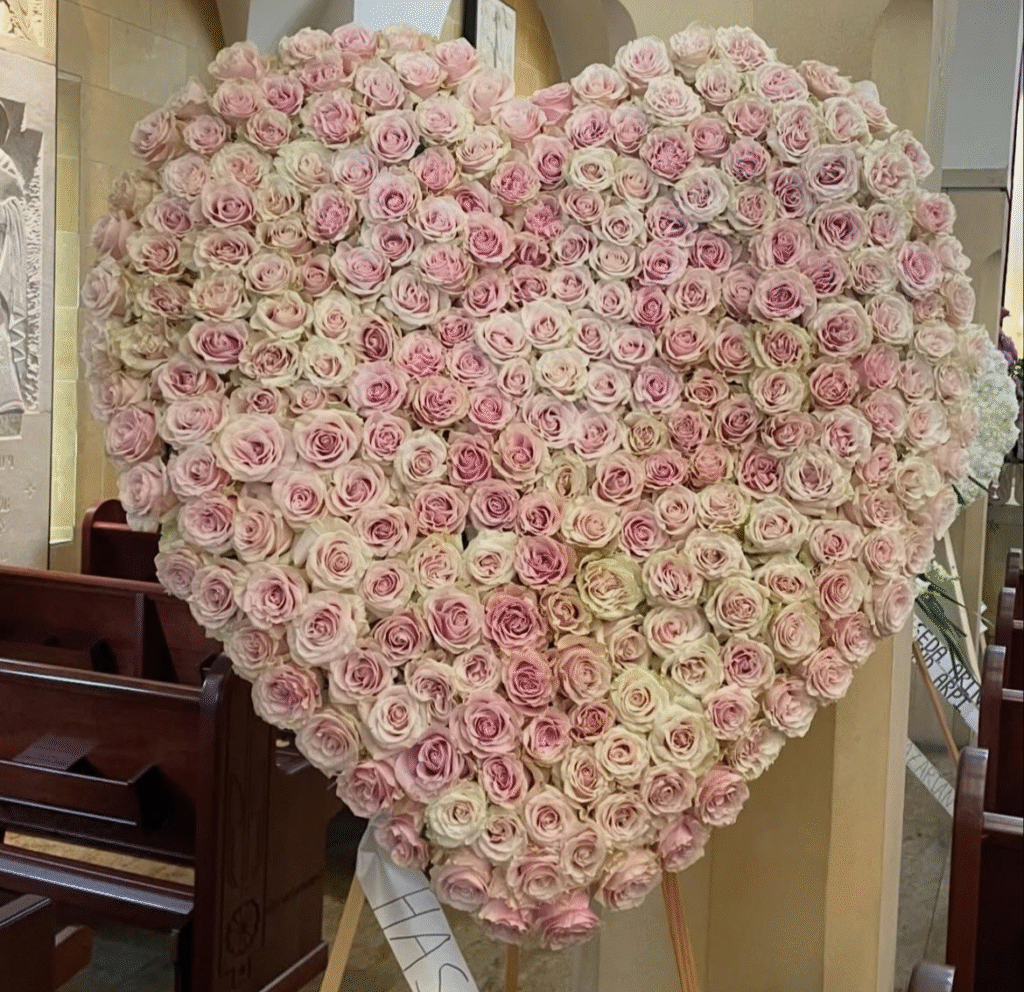 Soft Blush Rose Heart - Valley Memorial Services